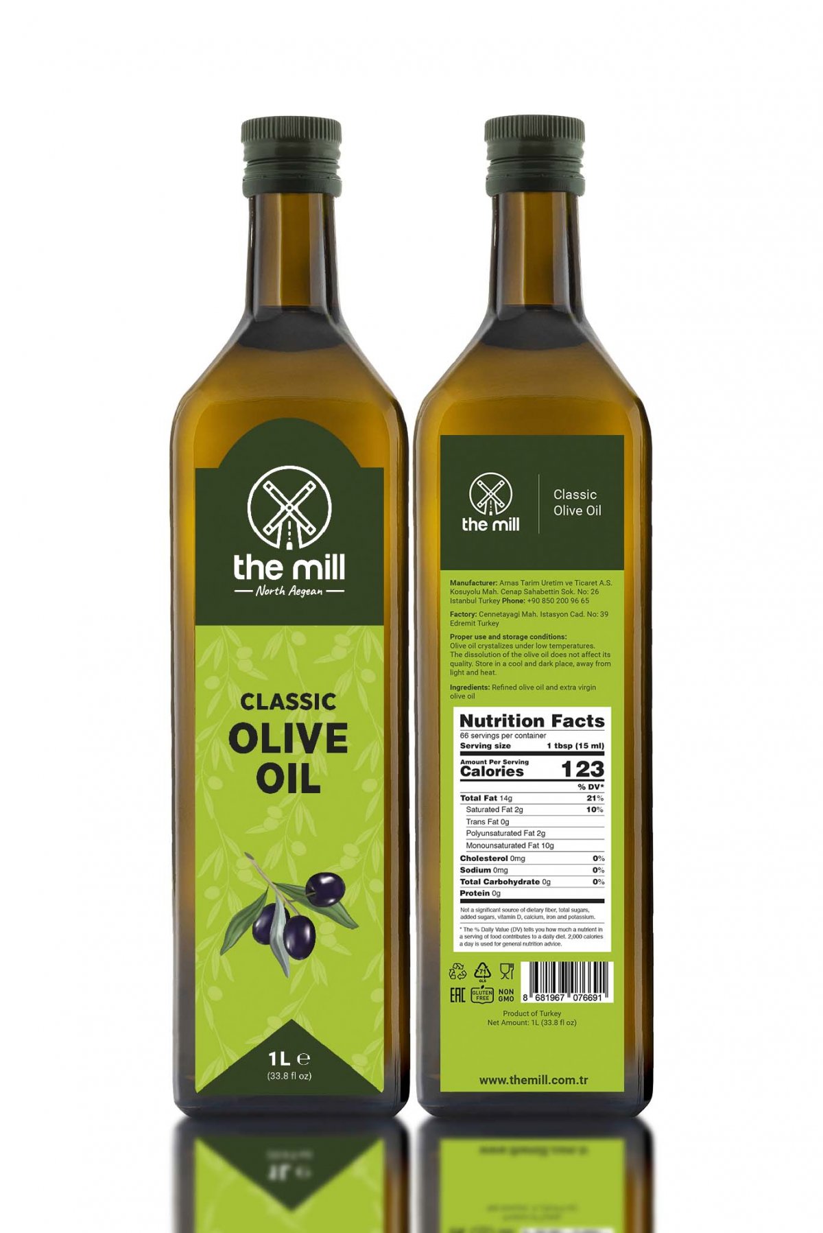 The Mill Classic Olive Oil 1 Liter Glass Bottle