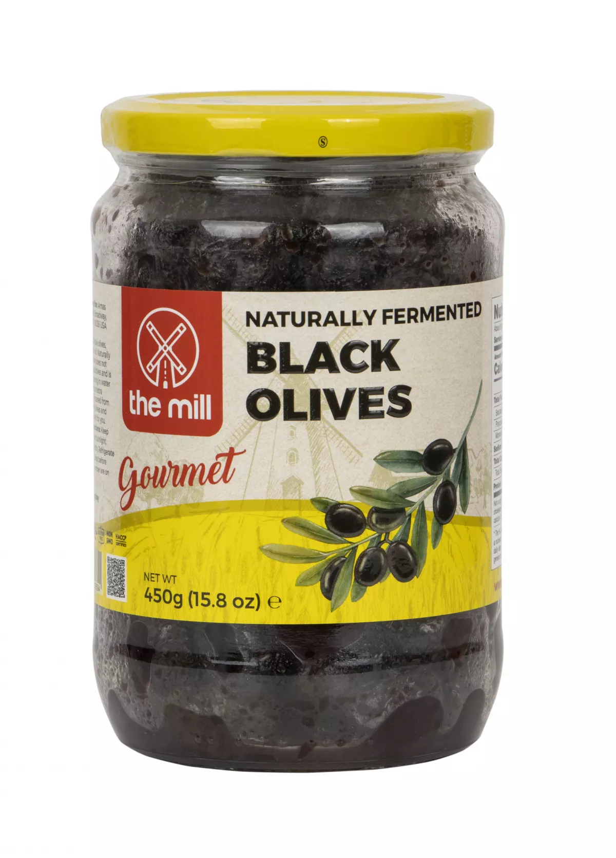 The Mill Gourmet Naturally Fermented Black Olives 450 g glass jar